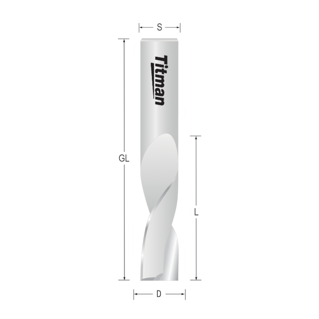 Spiral 2 flute router cutter for general use on wood based materials ...