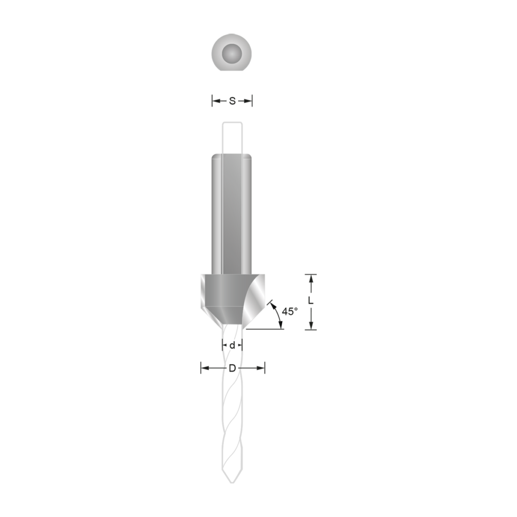 Machine Counter Sink with 10mm shank with flat TCT - Titman Tools